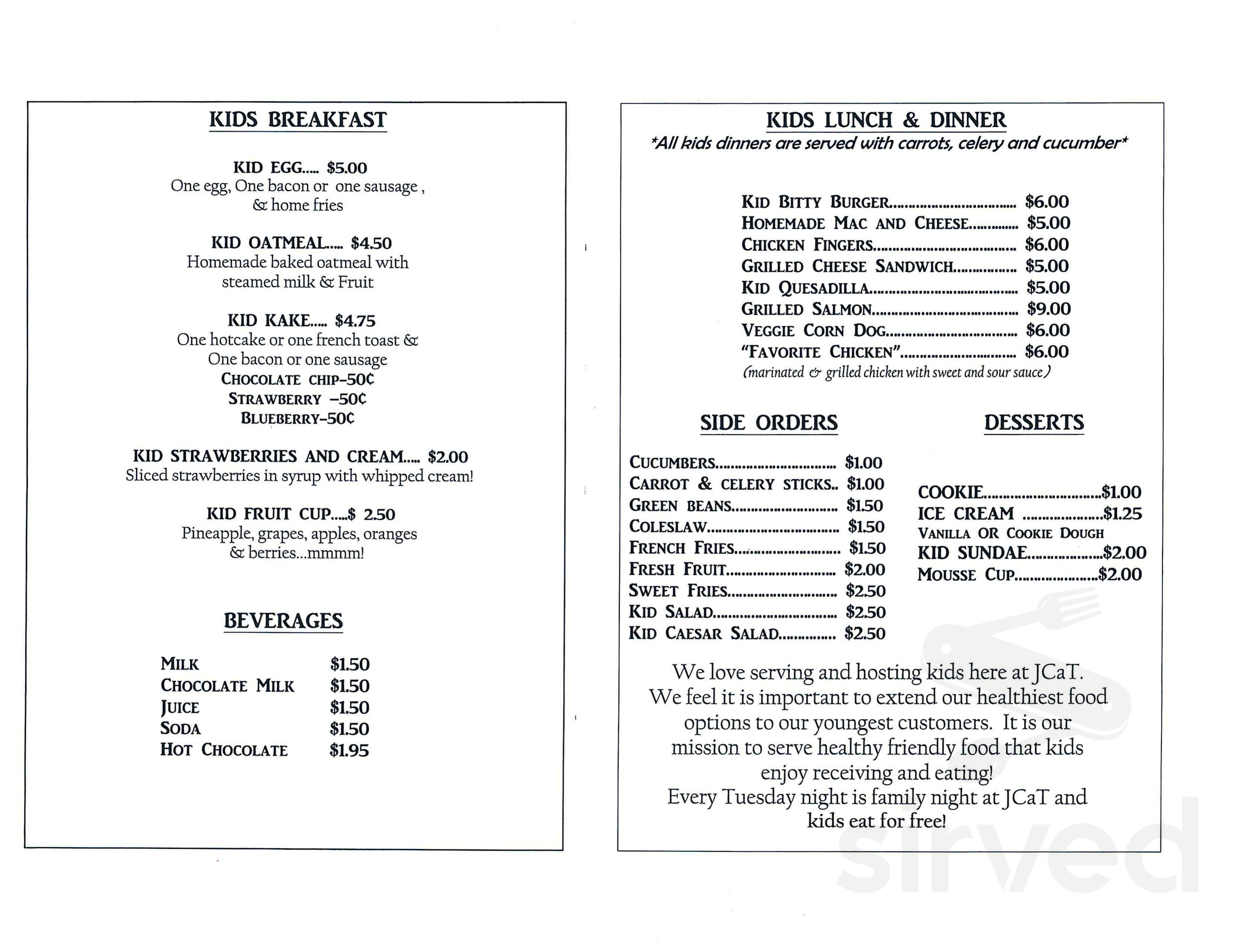 The Jericho Café & Tavern menus in Jericho, Vermont, United States