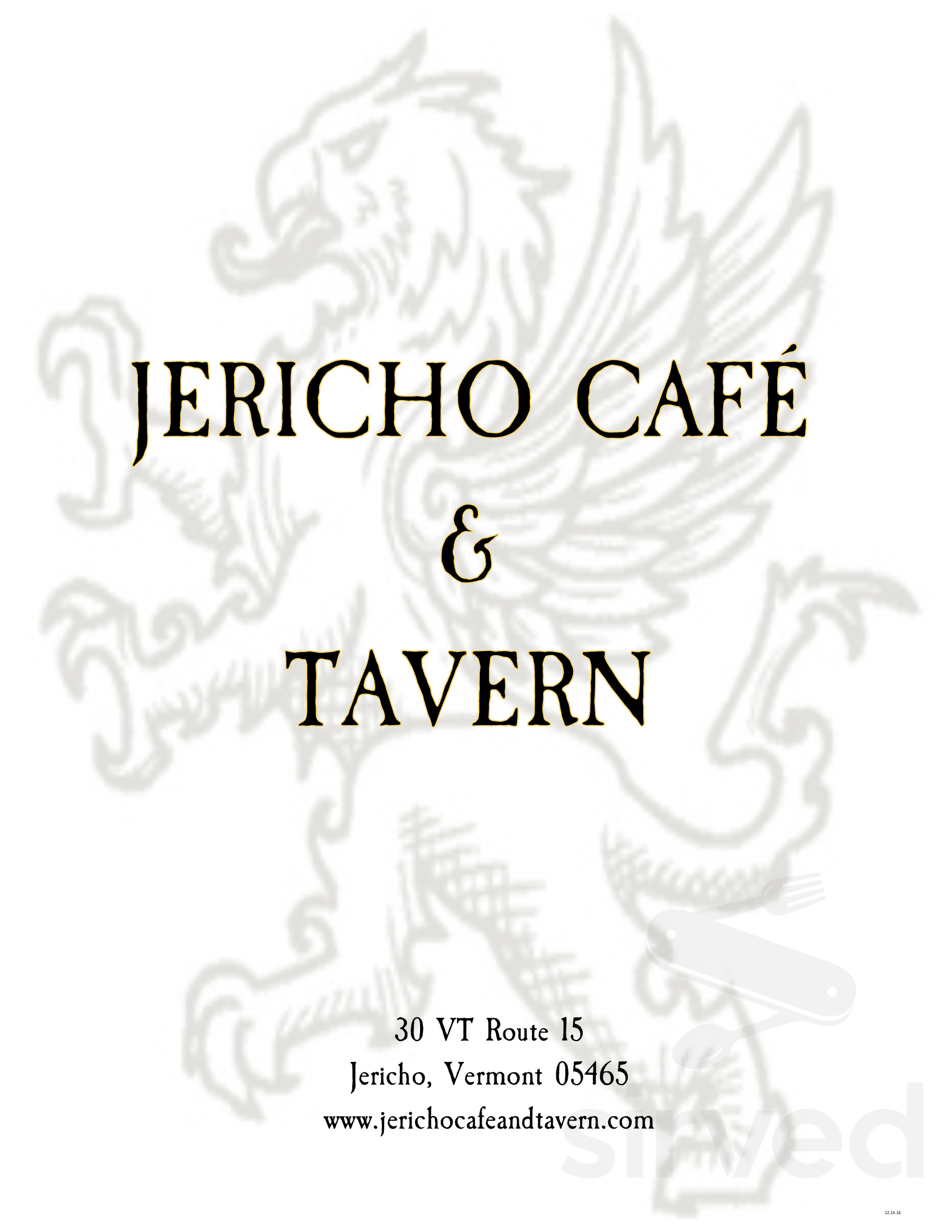 The Jericho Café & Tavern menu in Jericho, Vermont, USA