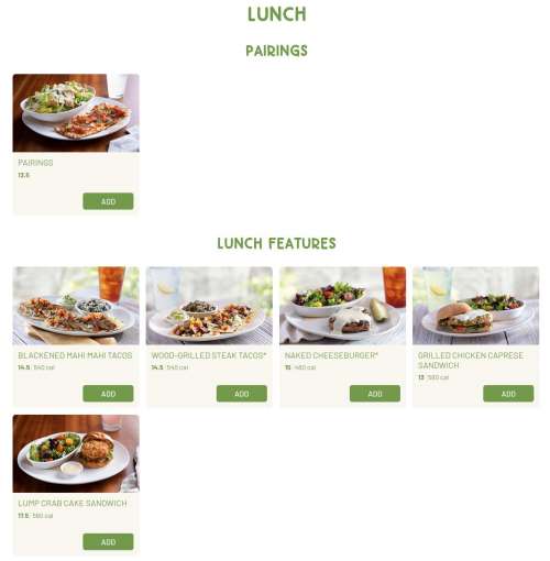 Seasons 52 menu in Princeton, New Jersey, USA