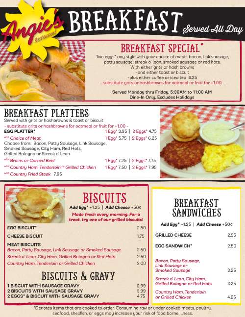 Angie's Restaurant menu in Garner, North Carolina, USA