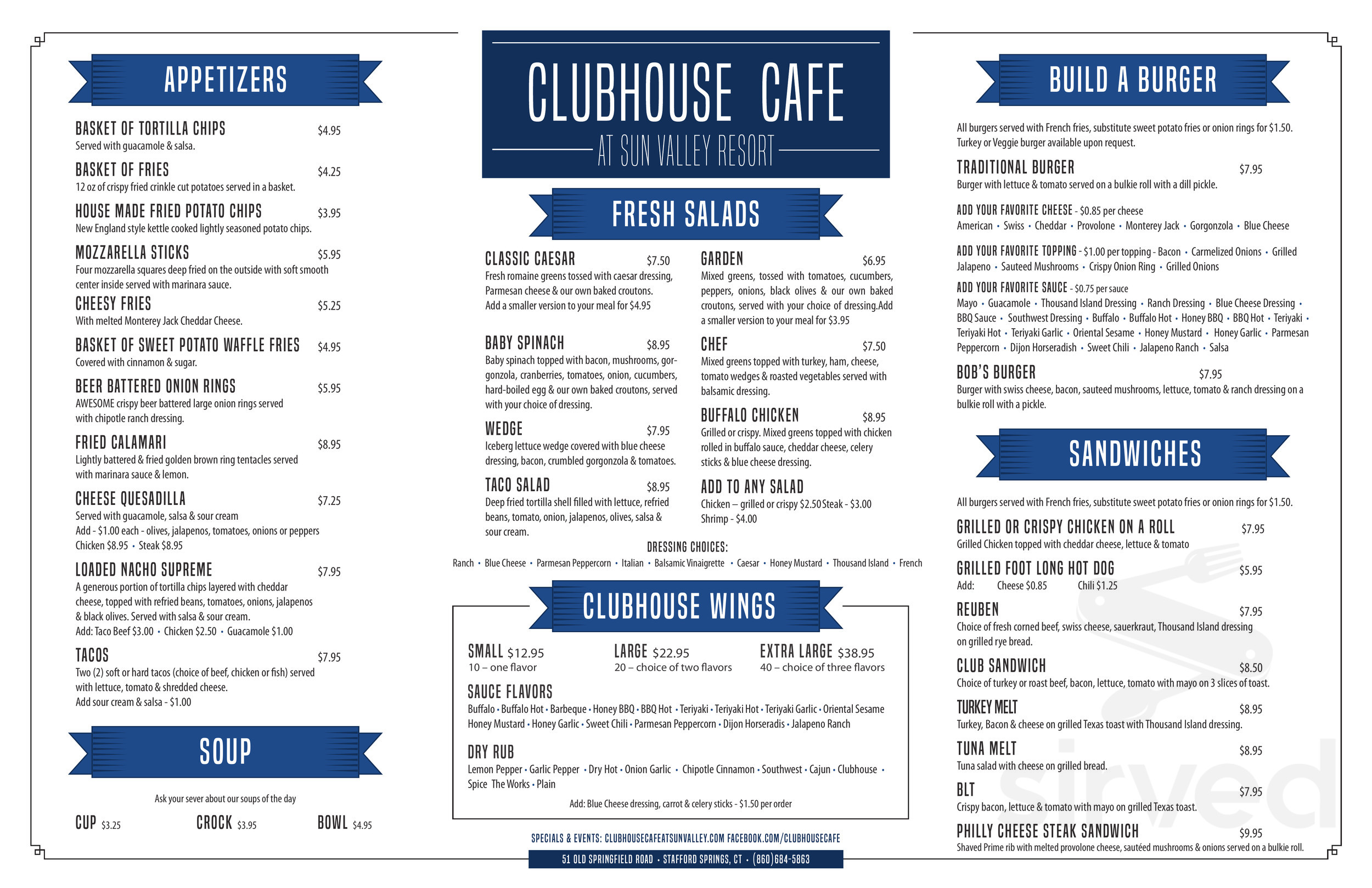 Clubhouse Cafe menu in Stafford Springs, Connecticut, USA