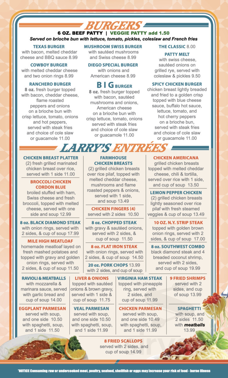 Larry's Family Restaurant American & Mexican Food menus in Pottstown ...