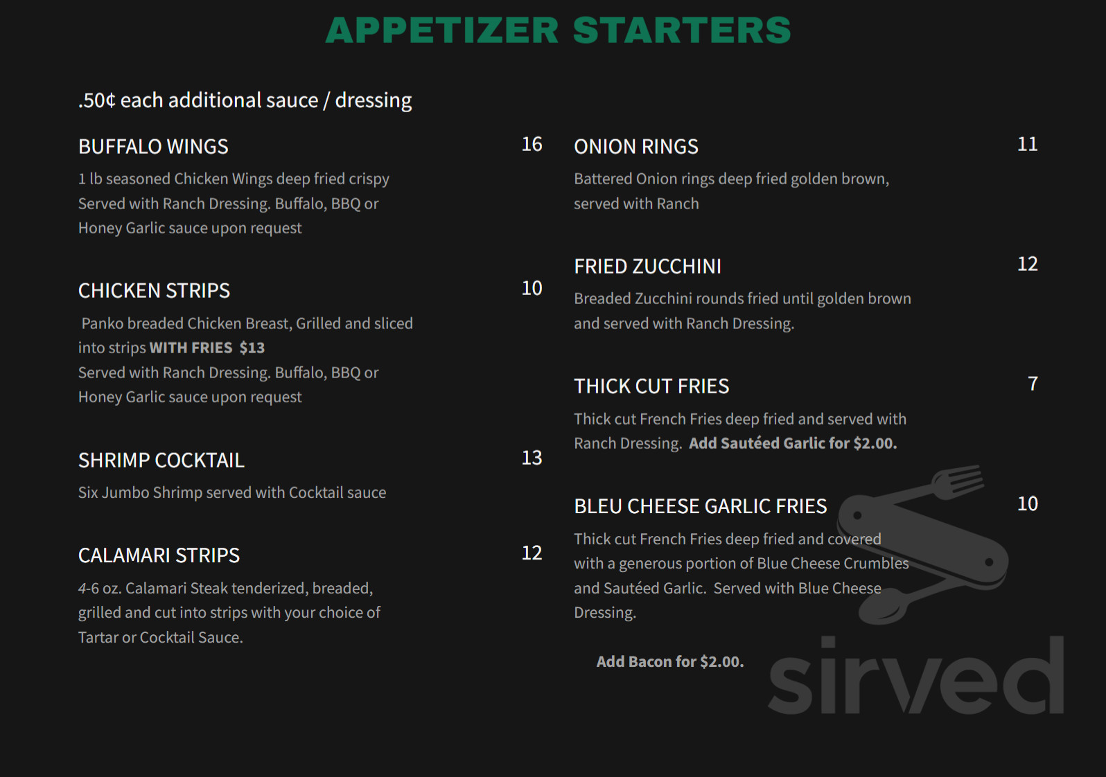 The Forester Pub & Grill menu in Camino, California, USA