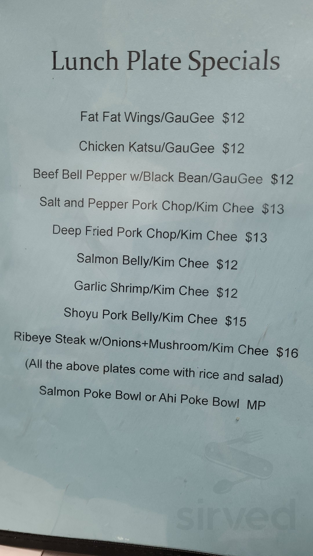 8 Fat Fat 8 Bar & Grille menu in Honolulu, Hawaii, USA