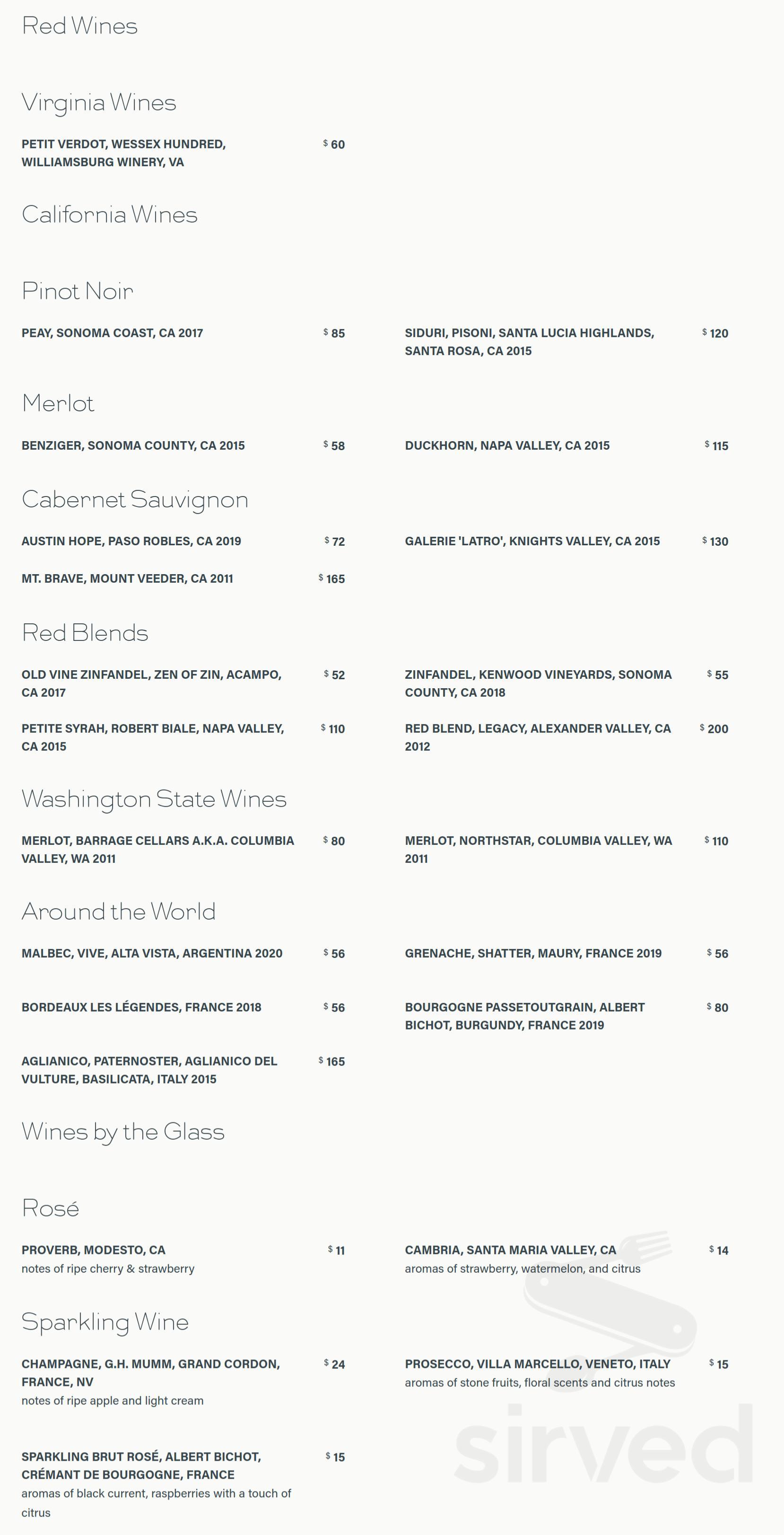 Firefly menus in 1310 New Hampshire Ave NW, Washington, United States