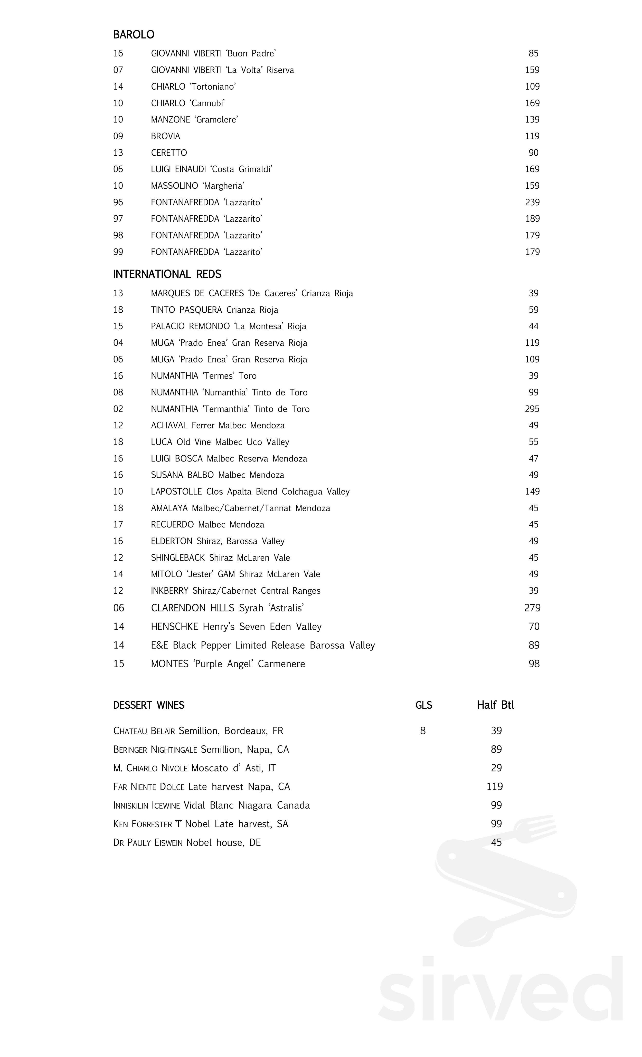 Alba Restaurant menu in Quincy, Massachusetts, USA