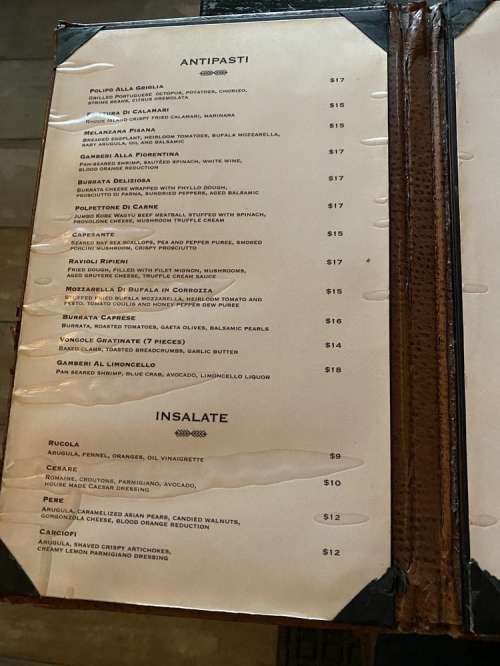 La Nonna menu in Brooklyn, New York, USA