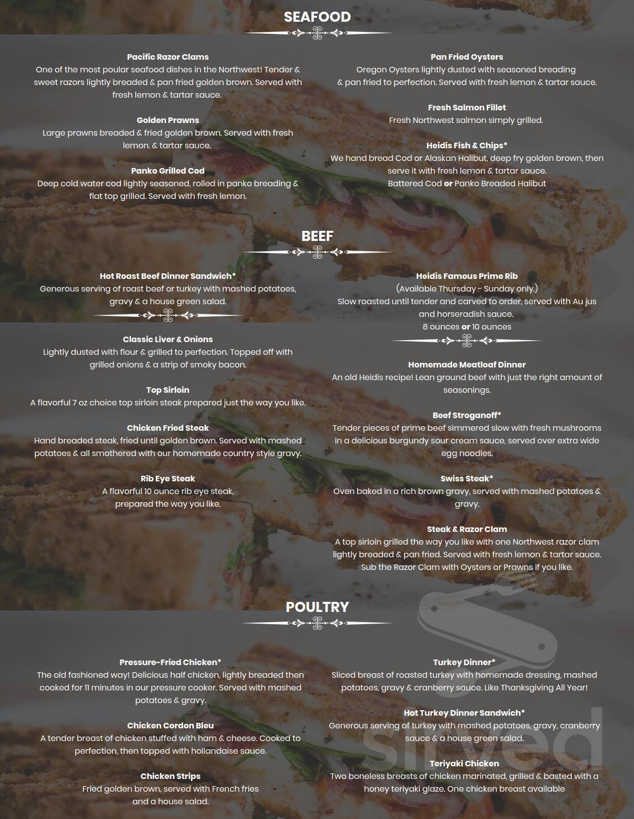 Heidi's Of Gresham menu in Gresham, Oregon, USA
