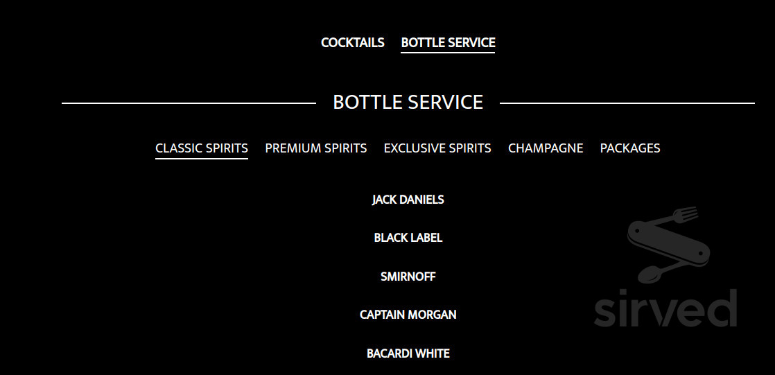 Menu - Edmonton AB's Bohca Premium Lounge | Sirved