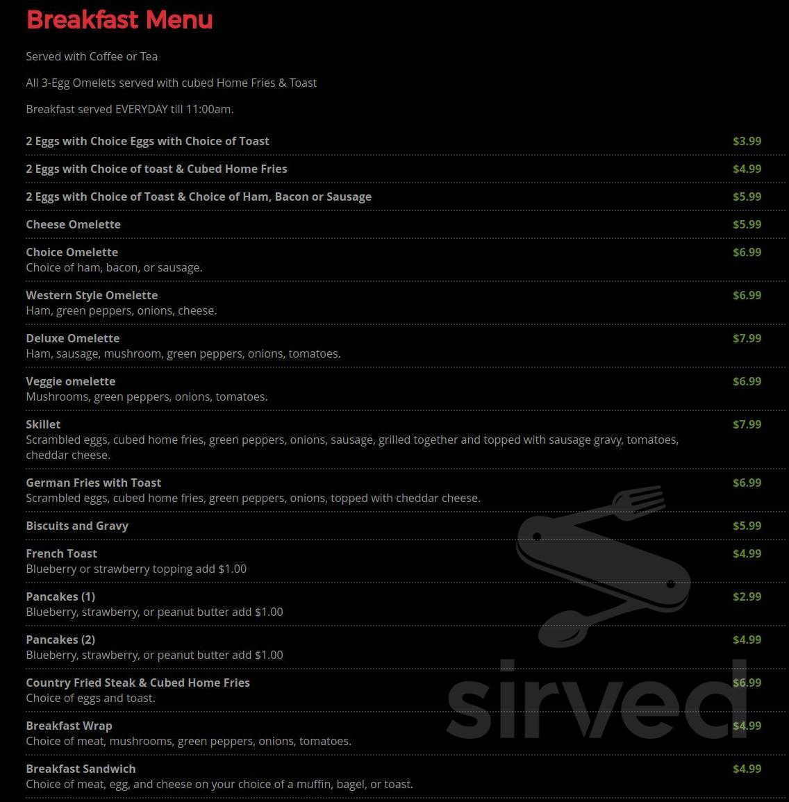 Erie Street Pub menus in Massillon, Ohio, United States