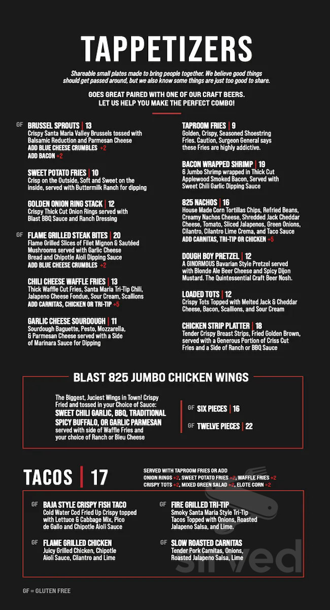 Blast & Brew American Eatery and Tap House menu in Pismo Beach ...