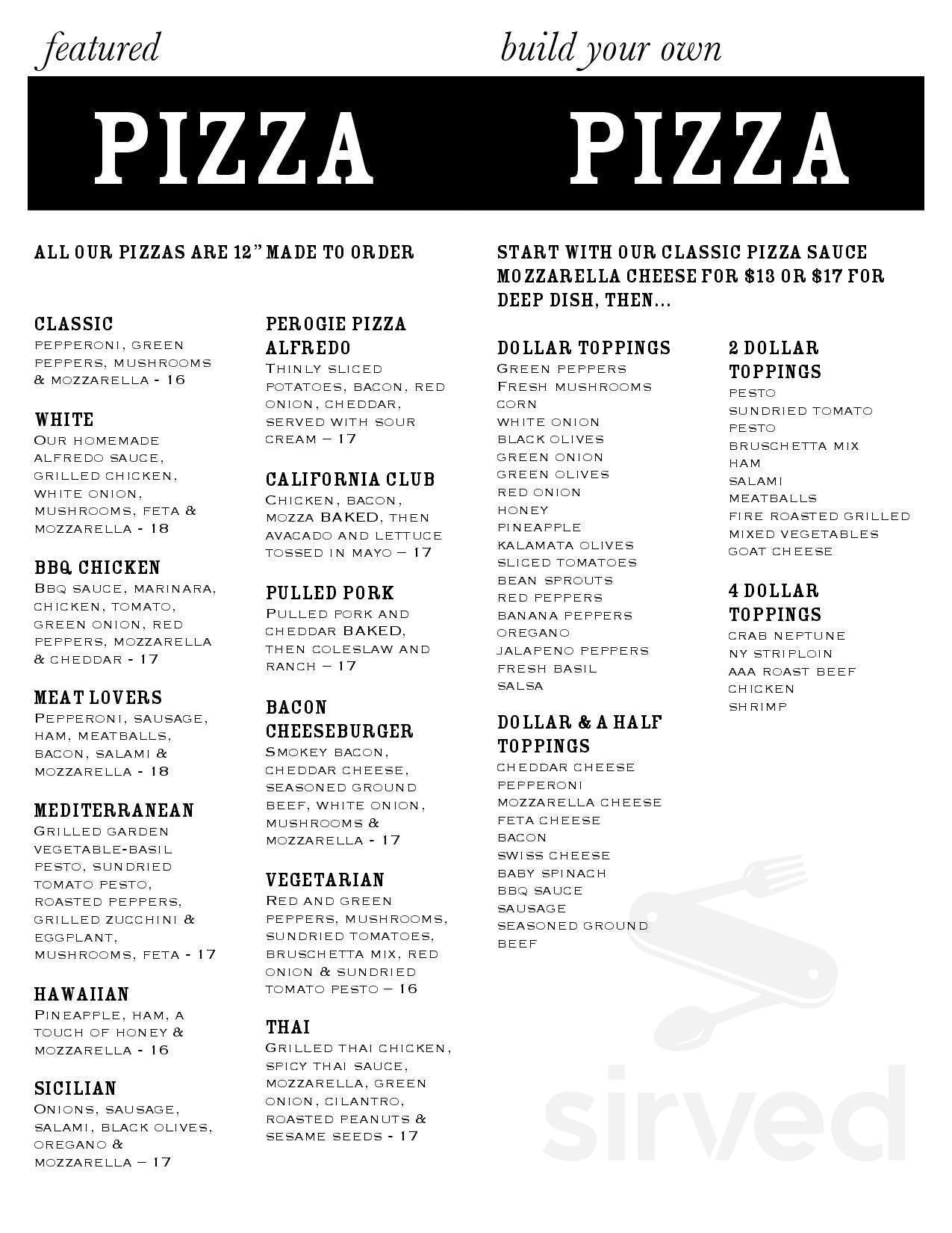 Queens Bar and Grill menu in Port Elgin, Ontario, Canada