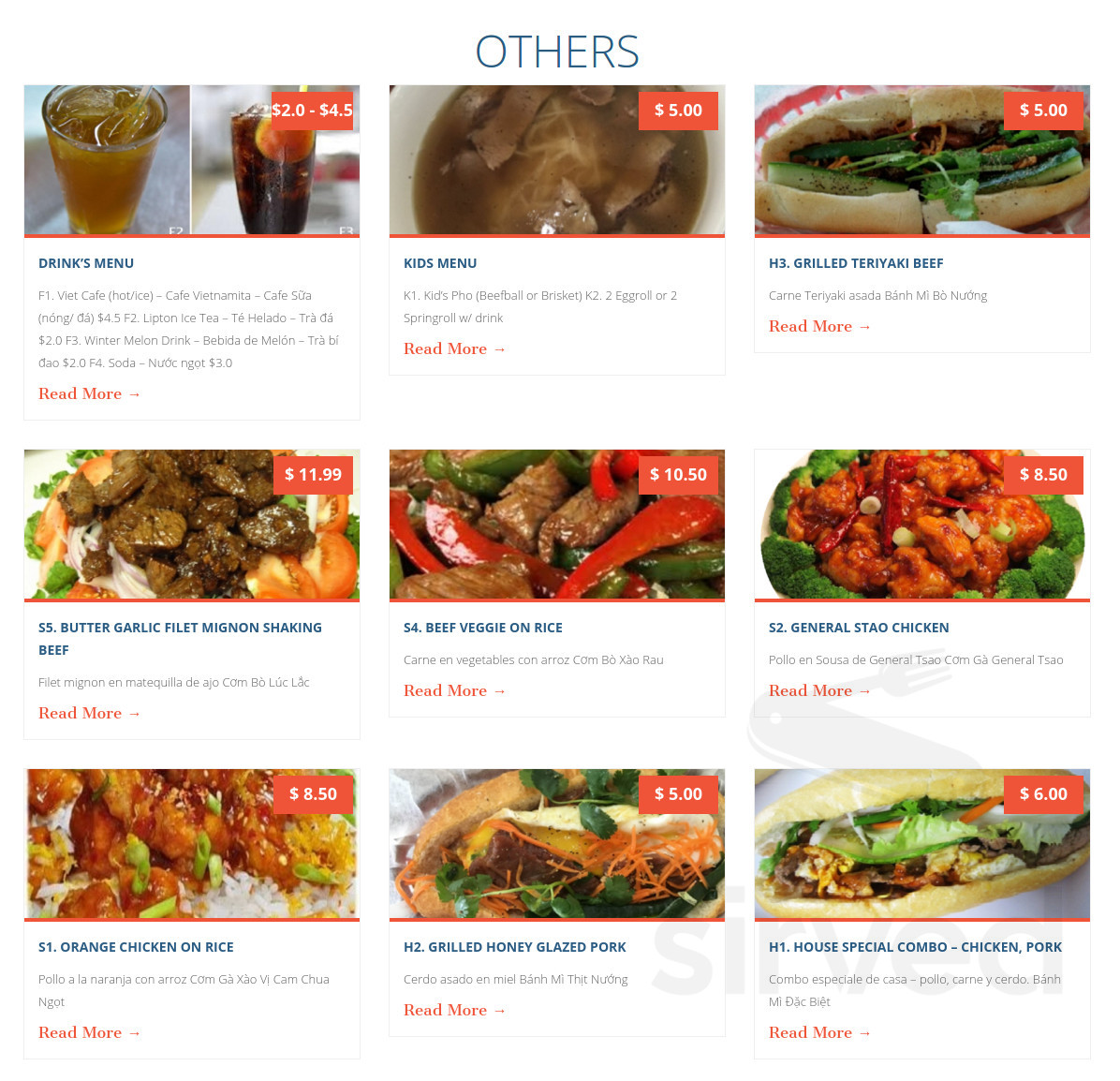 Pho Town menu in Houston, Texas, USA