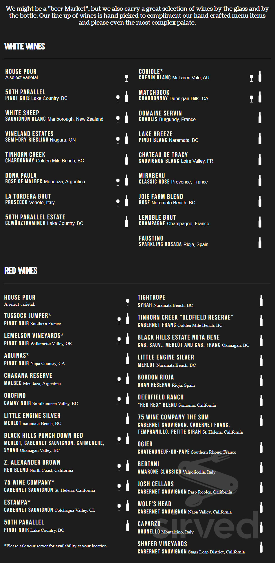 Fergus & Bix West Springs menu in Calgary, Alberta, Canada