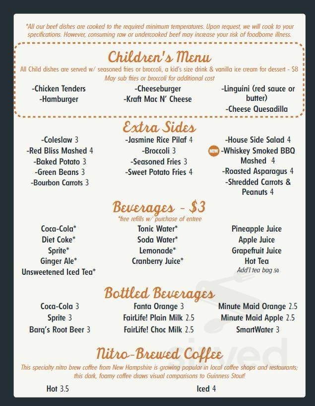 The Charred Oak Tavern menu in Middleborough, Massachusetts, USA