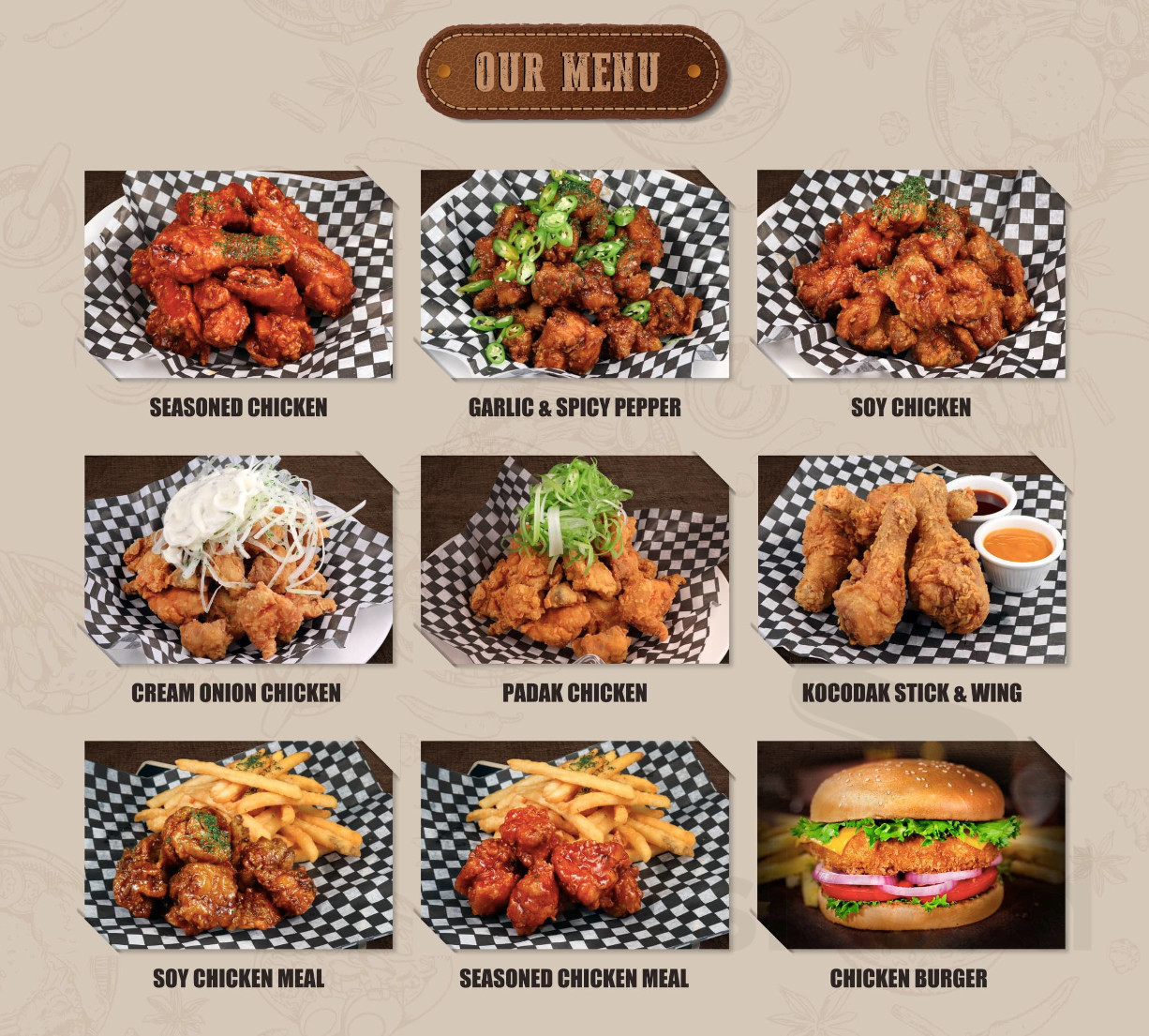 Menu for Kocodak Chicken & Bar in Maple Ridge, British Columbia, Canada