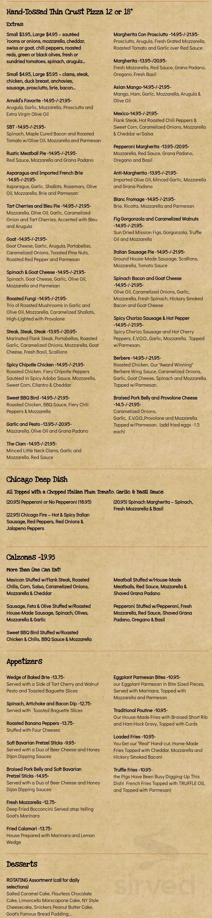 The Yelling Goat menu in Lancaster, New York, USA