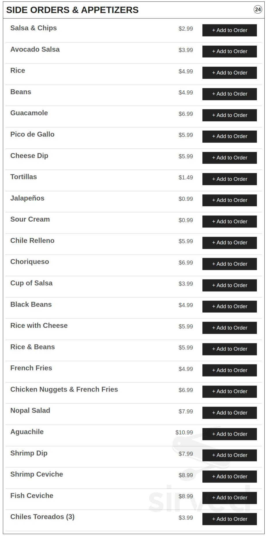 Menu - Salem VA's Tacos Rojas | Sirved