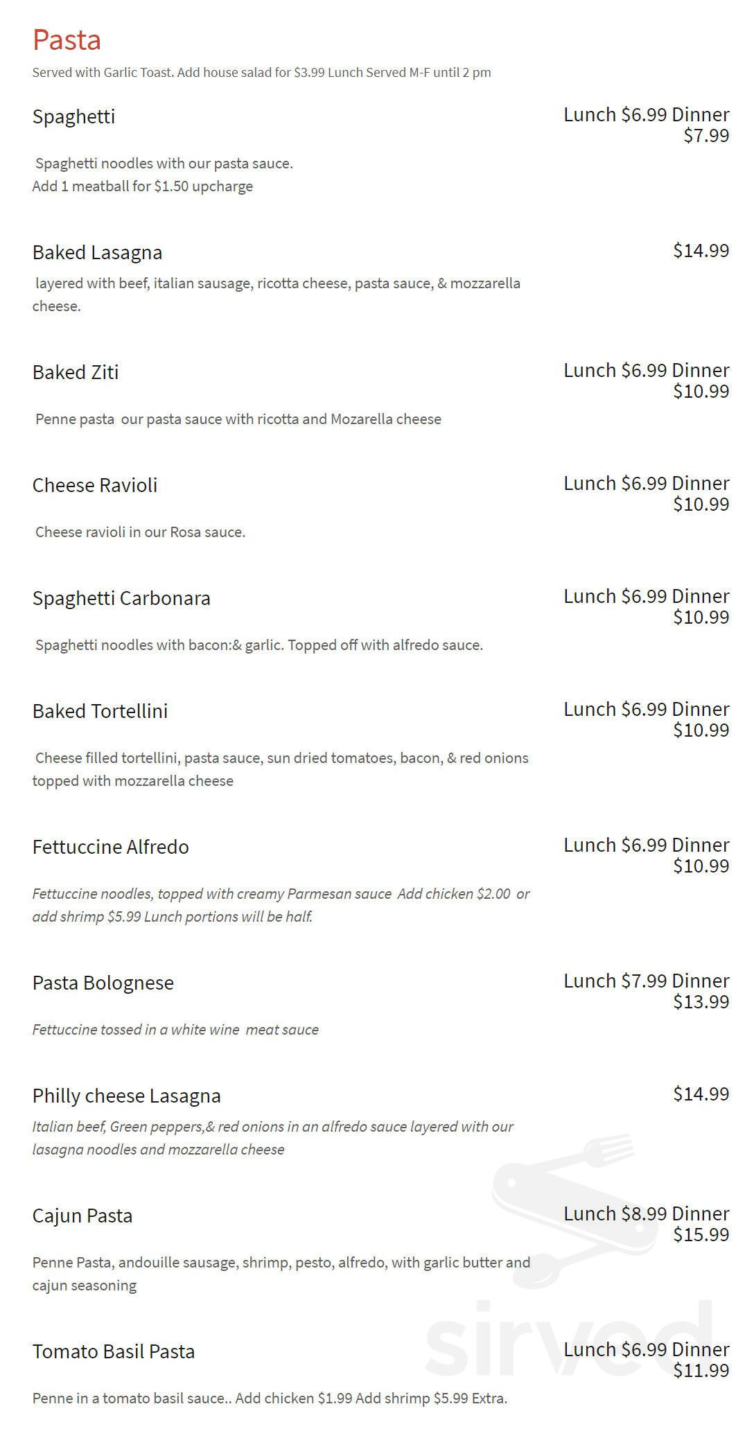 Lil Capones menu in Florence, Alabama, USA