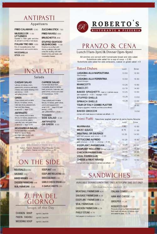 Roberto's Ristorante & Pizzeria The Villages FL menu in Wildwood ...