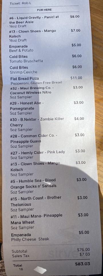 Menu for Pour Decisions Taproom in Hollister, CA | Sirved