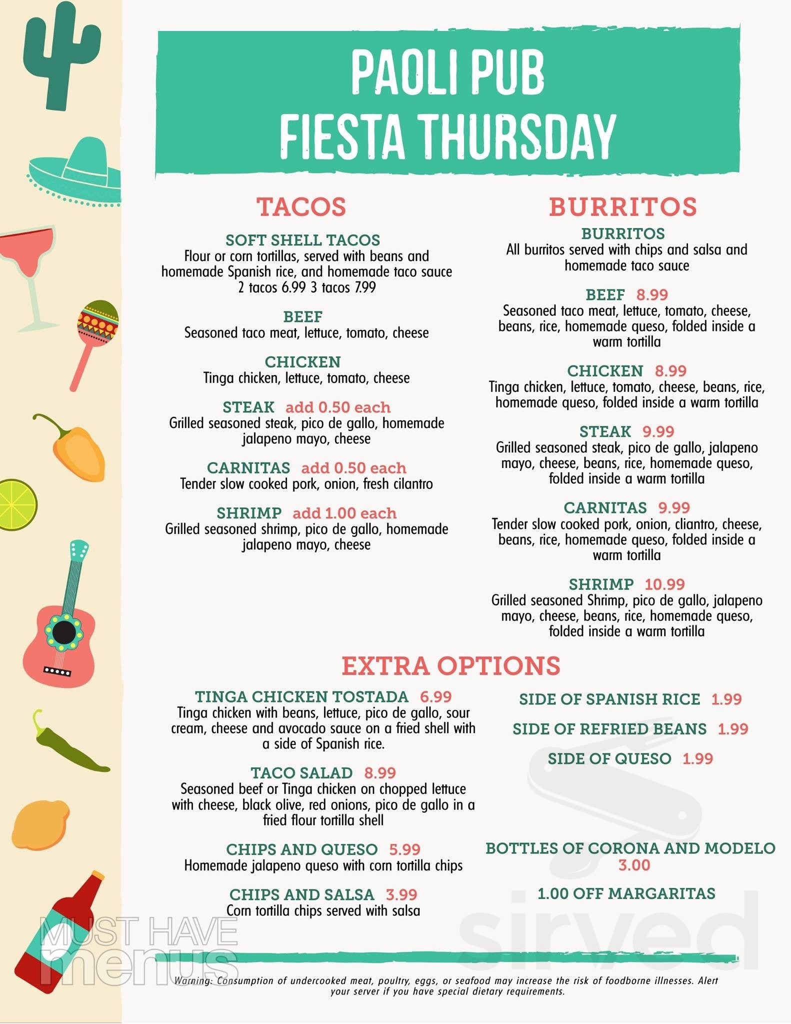 Paoli Pub & Grill menu in Belleville, Wisconsin, USA