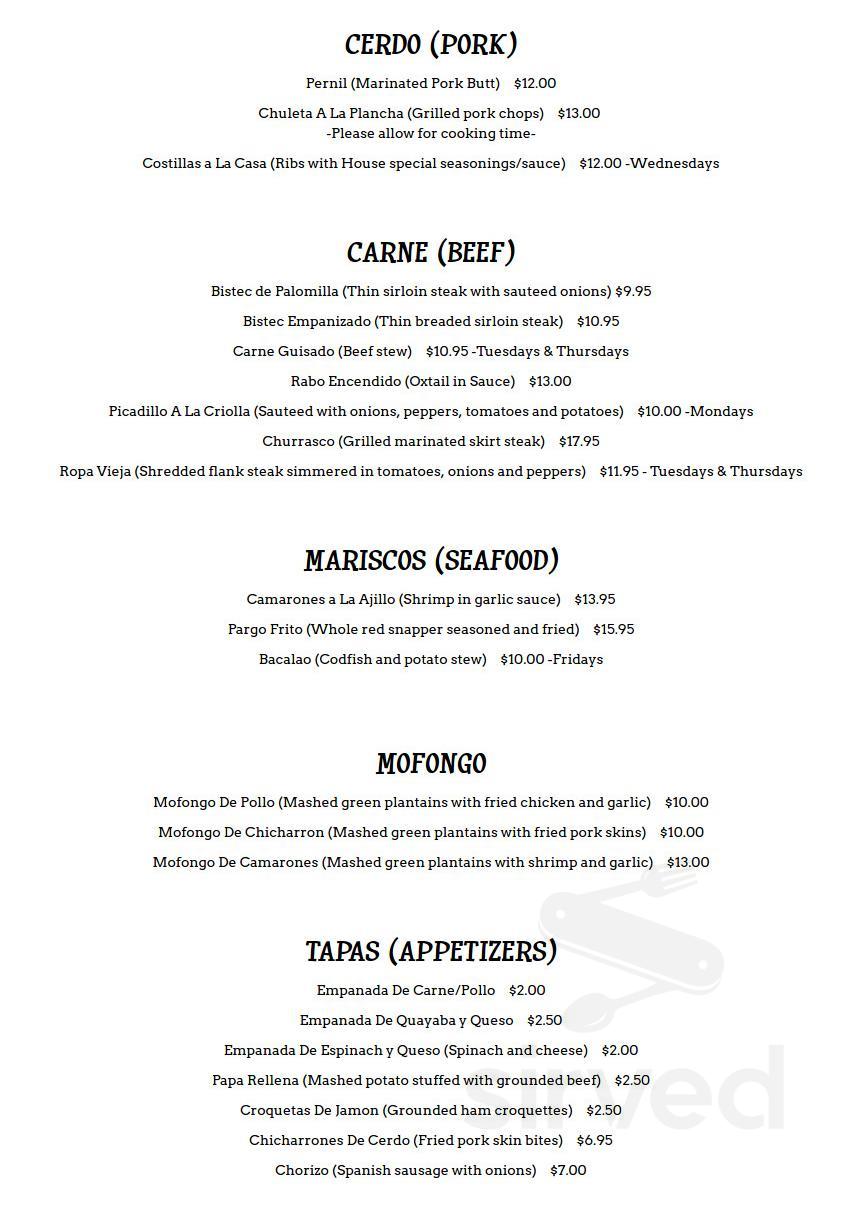 Menu - Hoboken NJ's La Casa | Sirved