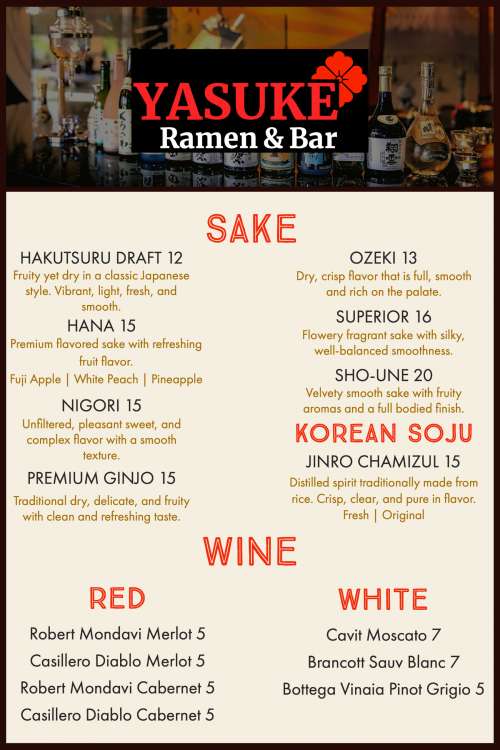 Yasuke Ramen & Bar menu in McAllen, Texas, USA