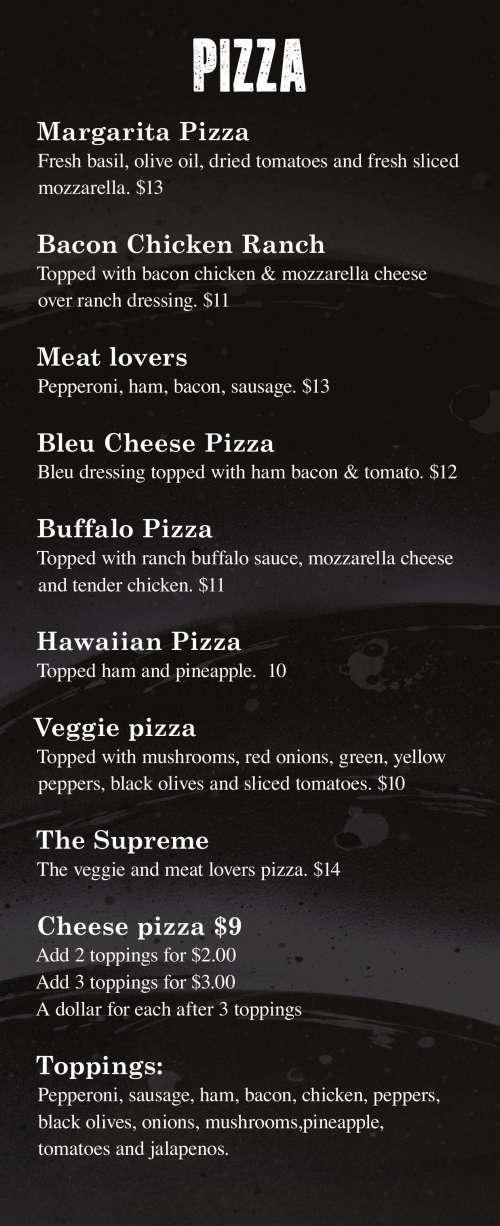 Hull's Landing menu in Muncy, Pennsylvania, USA