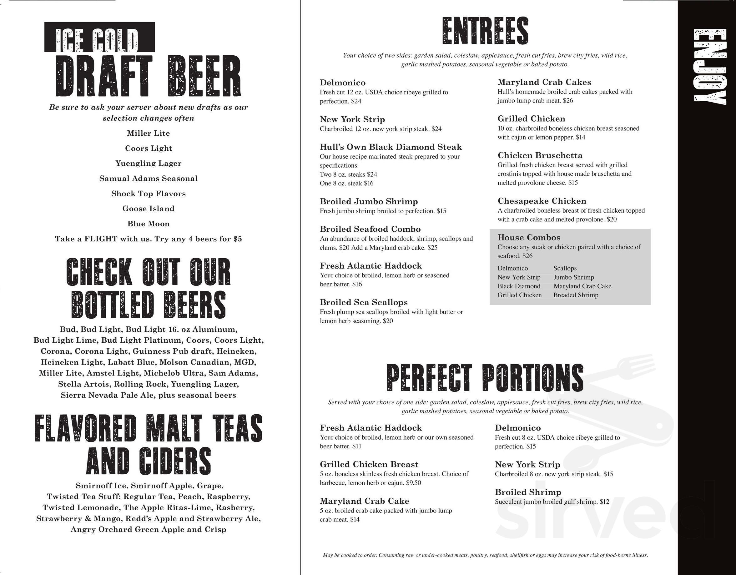 Menu for Hull's Landing in Muncy, PA | Sirved
