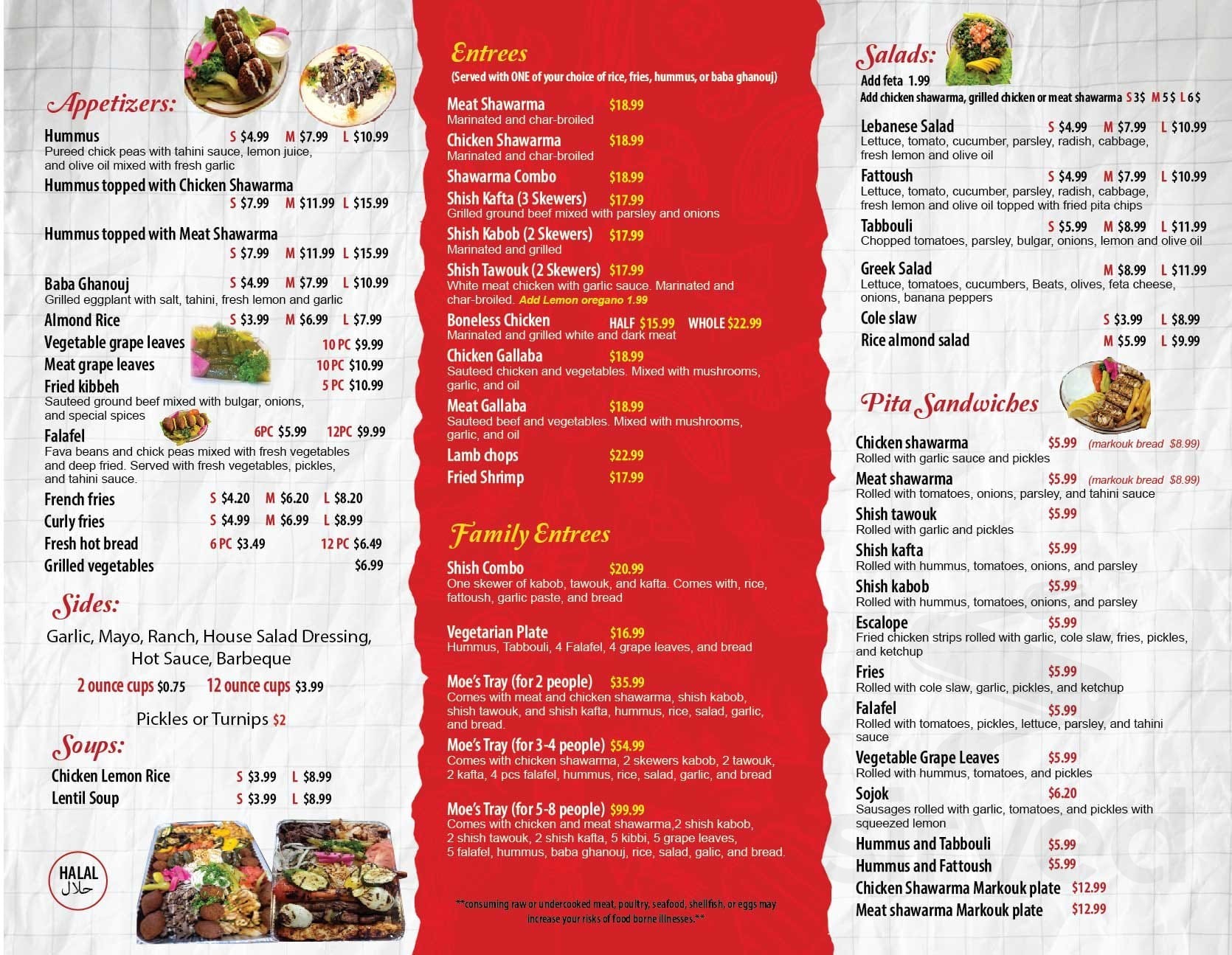 Menu - Taylor MI's Moe's Grill and Subs | Sirved