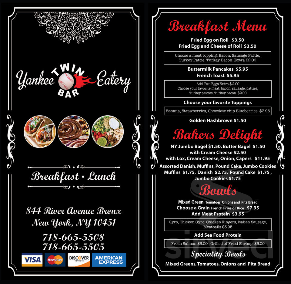 Yankee Twin Eatery menu in The Bronx, New York, USA