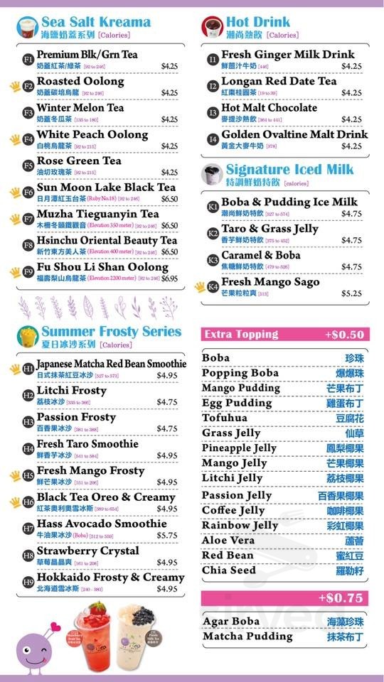 iTea Fremont menus in Fremont, California, United States