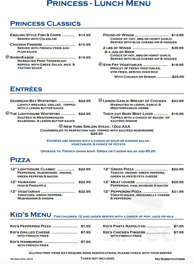 Pharos menus in Tobermory, Ontario, Canada