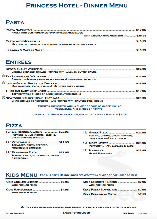 Pharos menus in Tobermory, Ontario, Canada