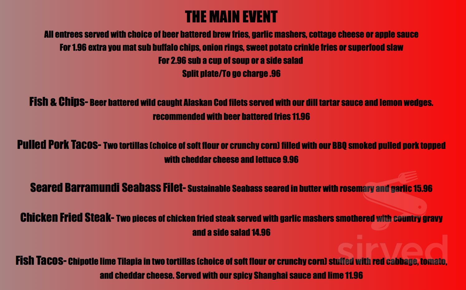 Menu - Fruita CO's Suds Brothers Brewery | Sirved