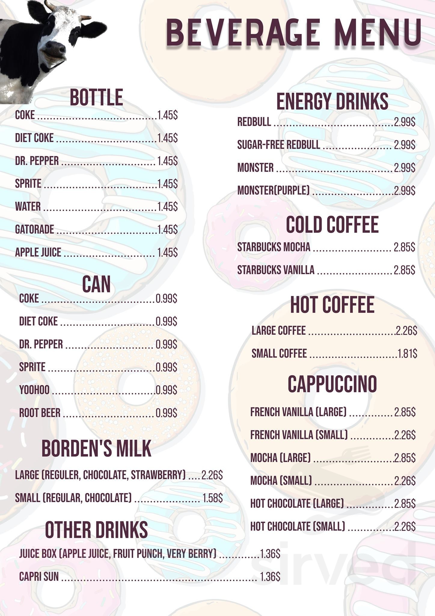 Mary Lee Donuts menu in Denham Springs, Louisiana, USA