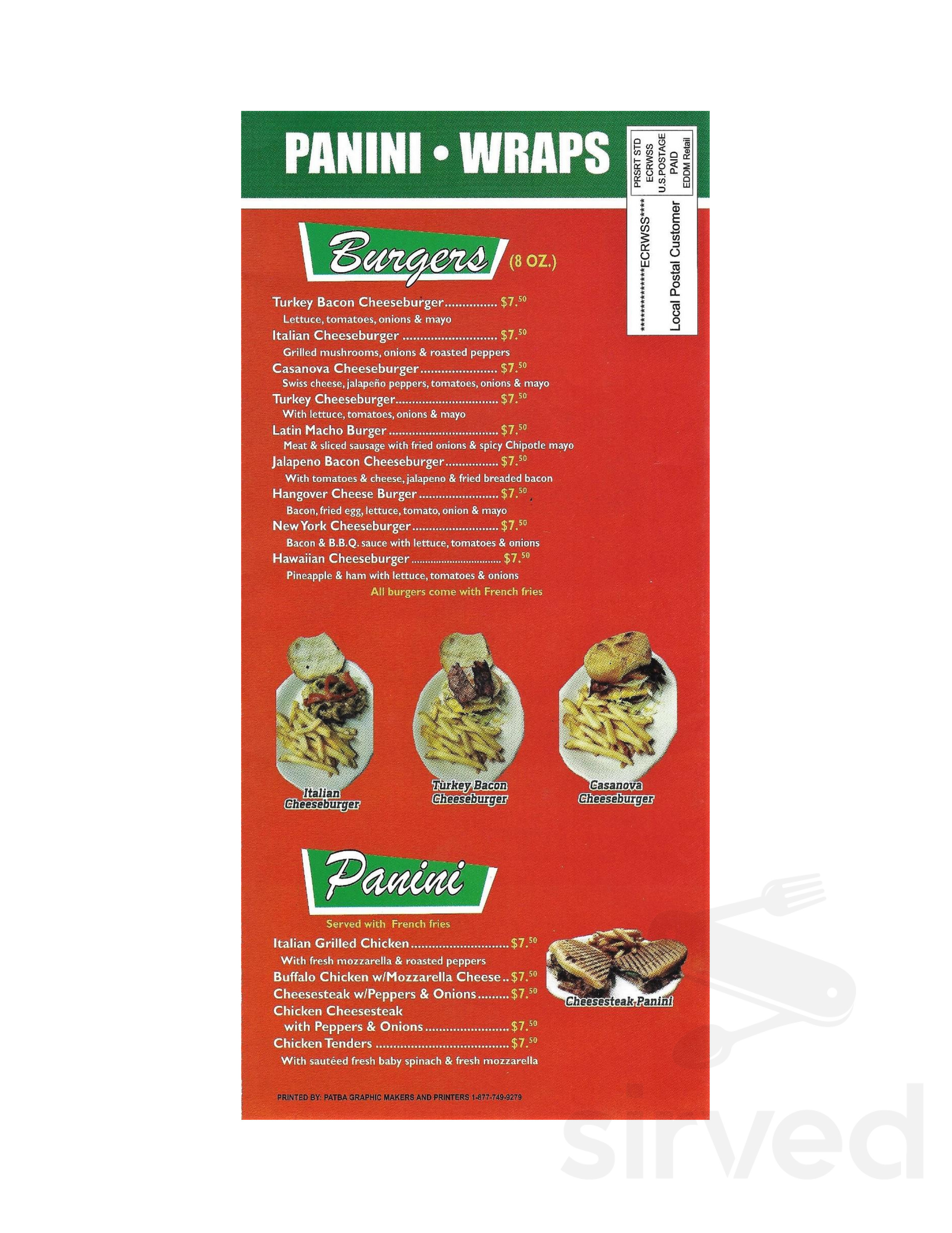 Casanova Pizzeria & Restaurant menu in Plainfield, New Jersey, USA