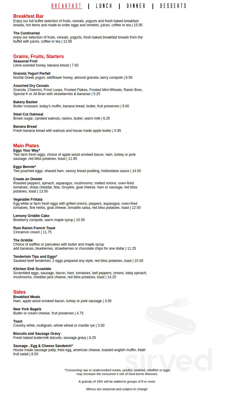 Level 2 Steakhouse menu in Branson, Missouri, USA