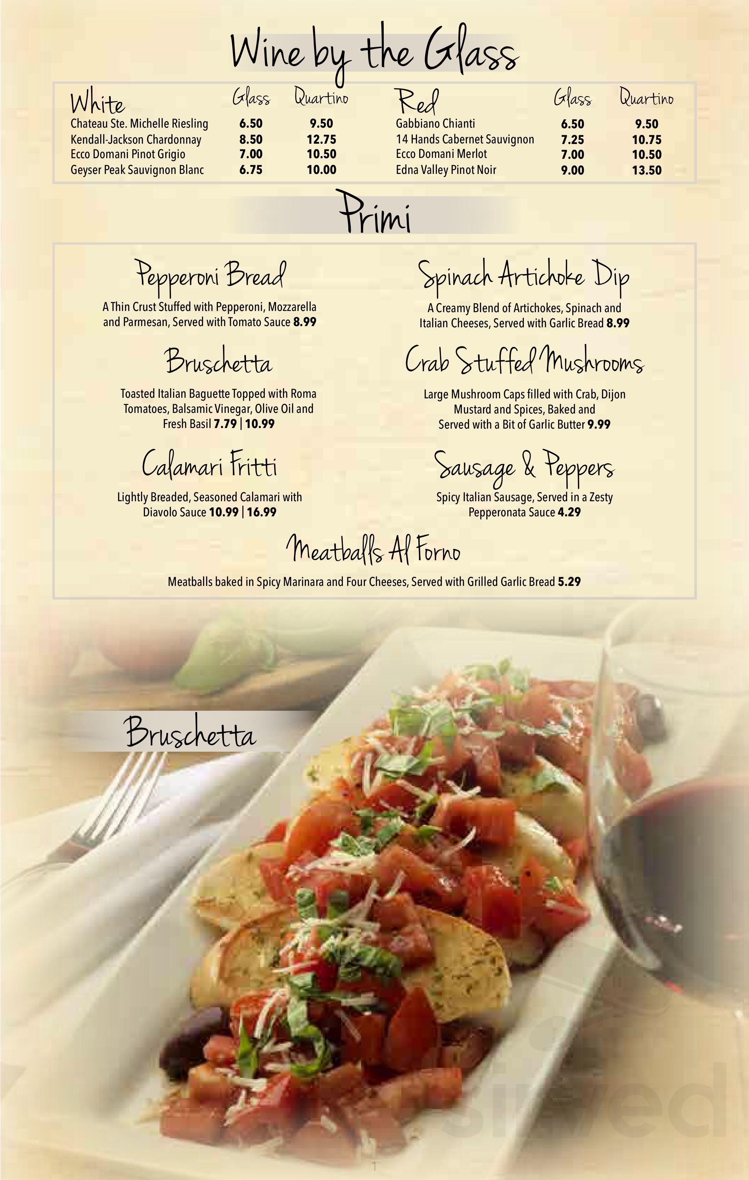 Papa Vino's Italian Kitchen menu in Mishawaka, Indiana, USA