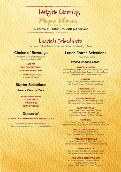 Papa Vino's Italian Kitchen menu in Mishawaka, Indiana, USA