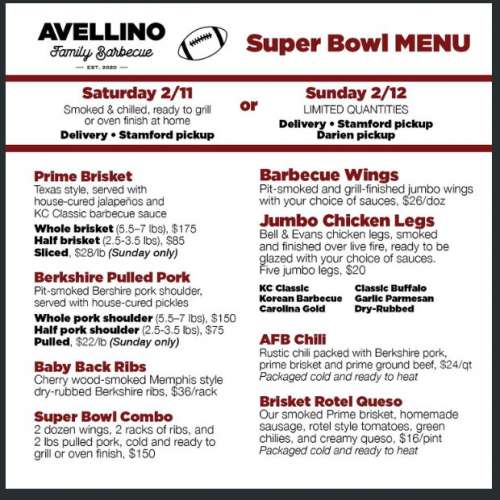 Avellino Family Barbecue menu in Norwalk, Connecticut, USA