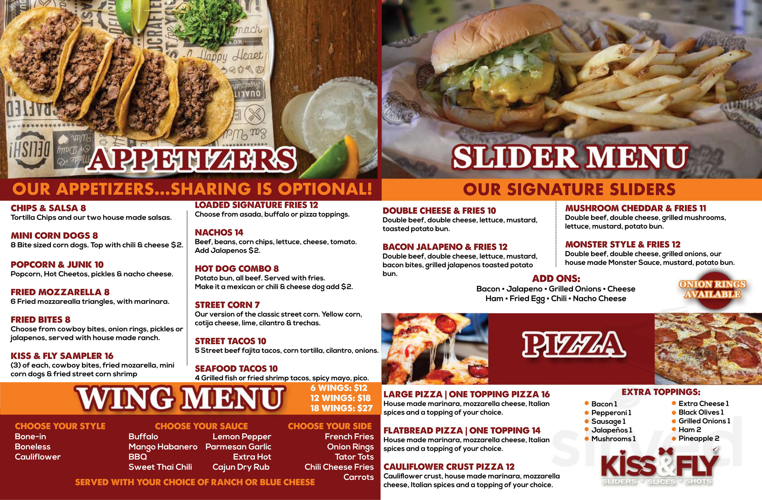 Menu for Kiss and Fly Sliders Slices & Shots in McAllen, TX | Sirved
