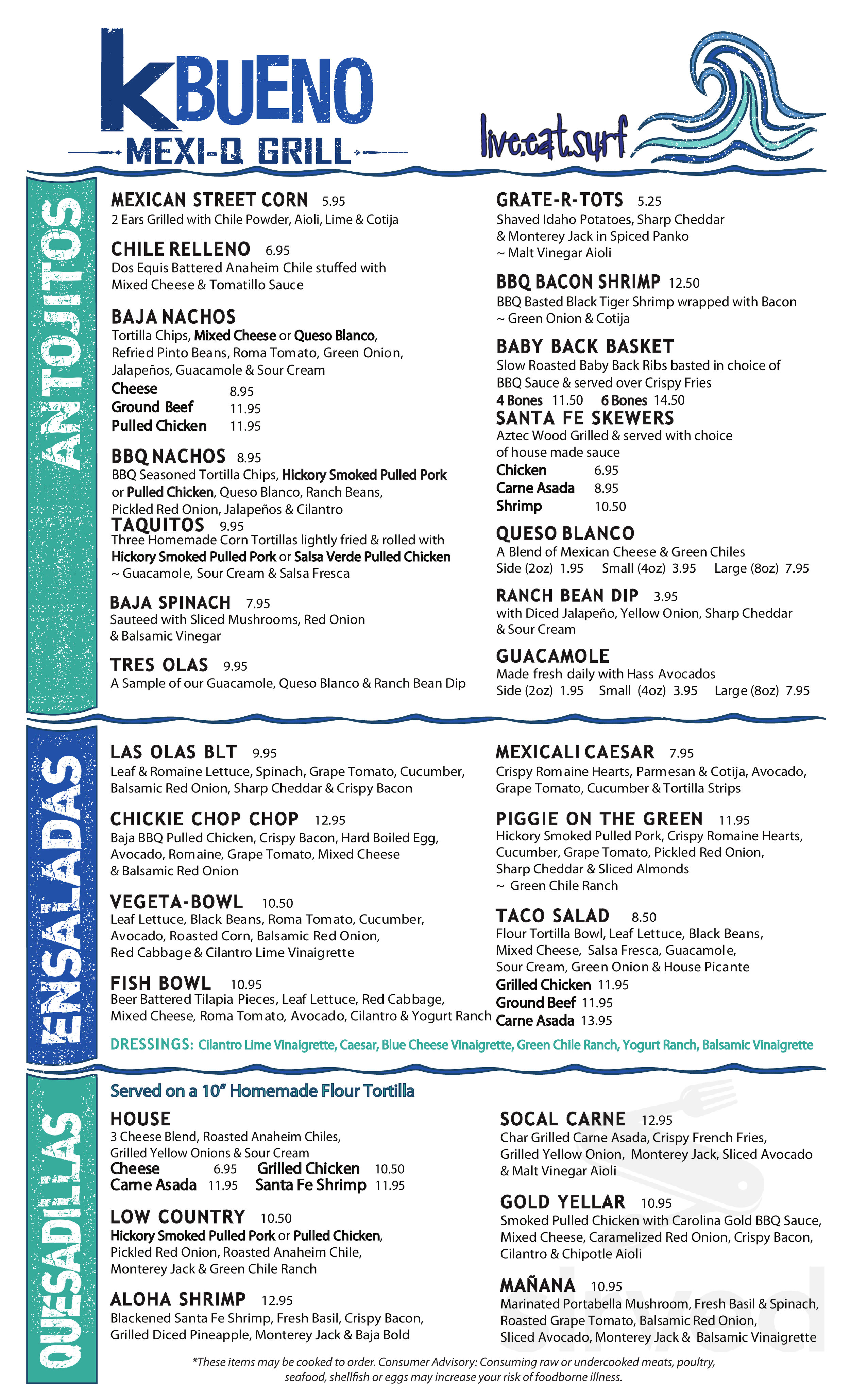 K38 Baja Grill menu in Wilmington, North Carolina, USA