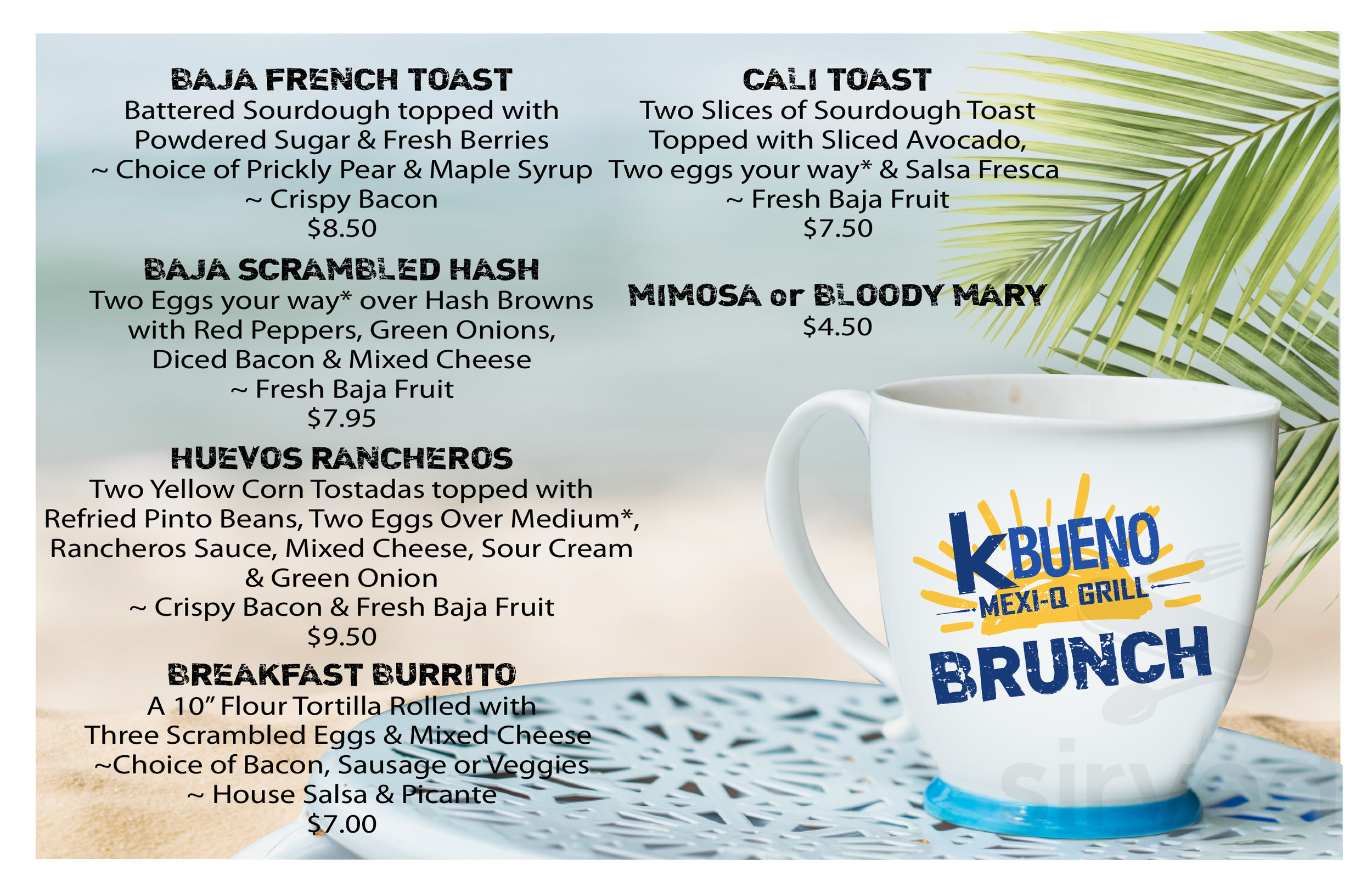 K38 Baja Grill menu in Wilmington, North Carolina, USA