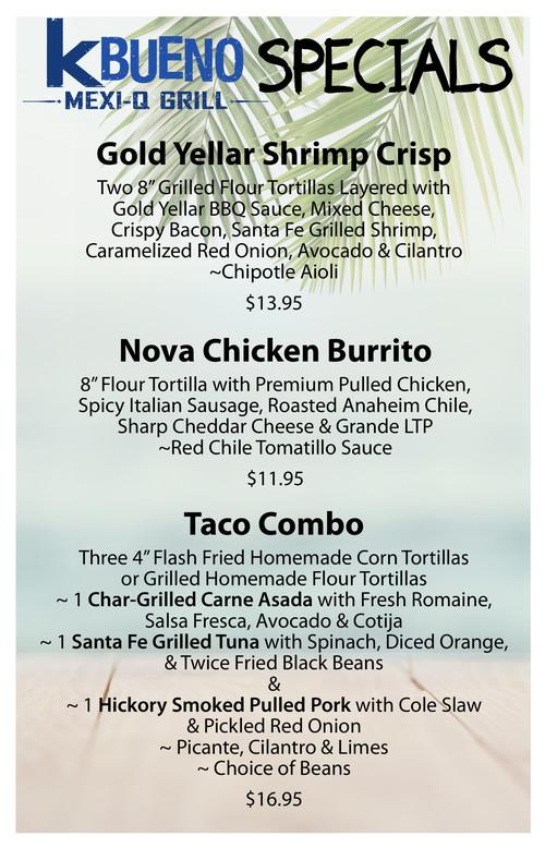 K38 Baja Grill menu in Wilmington, North Carolina, USA