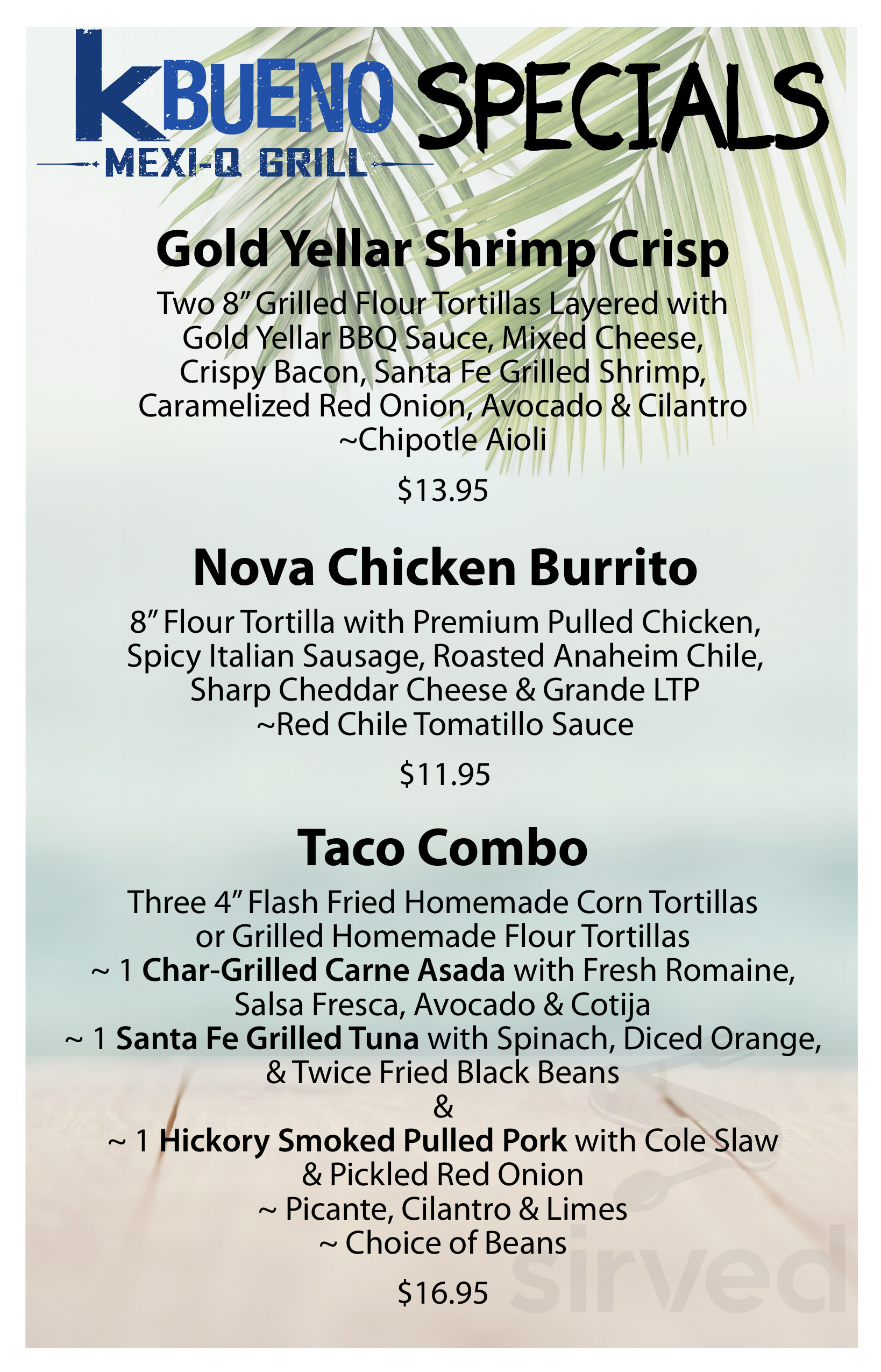 K38 Baja Grill menu in Wilmington, North Carolina, USA
