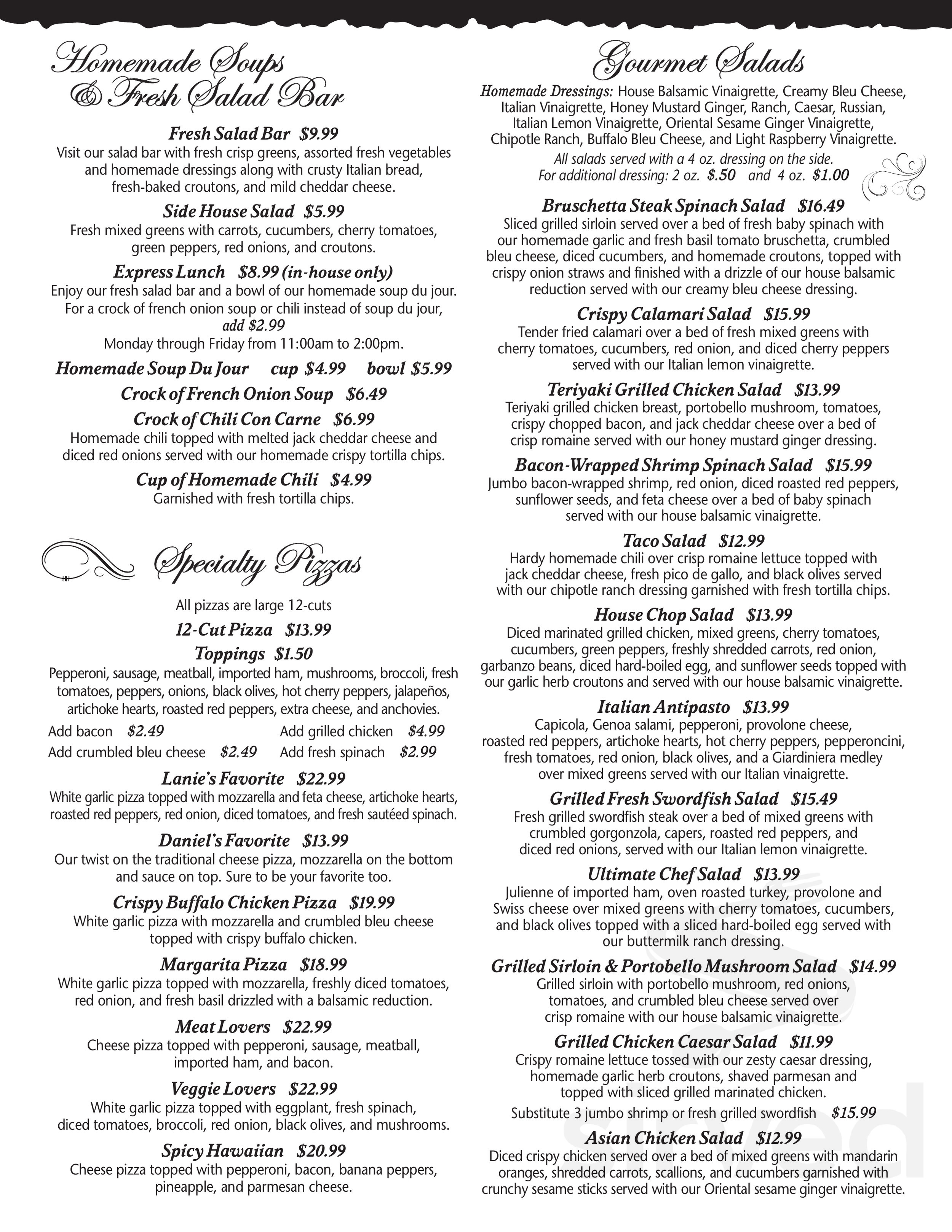 Lanie's Cafe menu in Loudonville, New York, USA