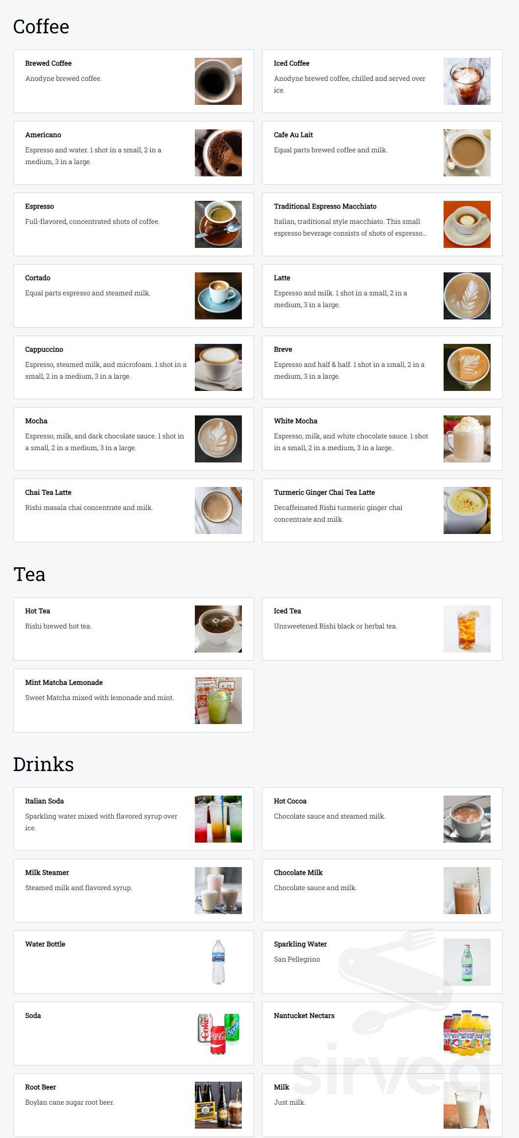 Menu - Sister Bay WI's Analog Ice Cream and Coffee | Sirved