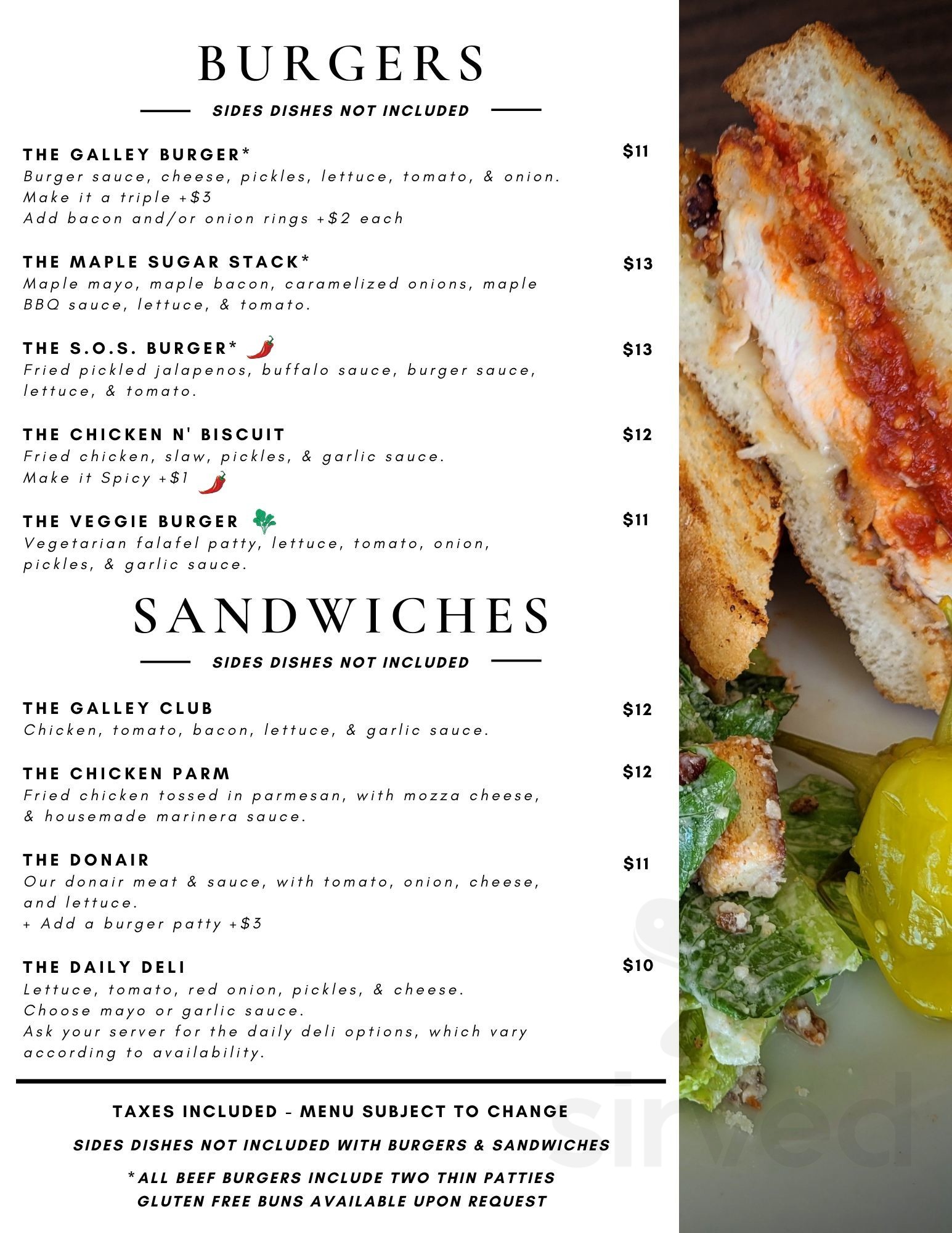 Galley South menus in Yarmouth, Nova Scotia, Canada